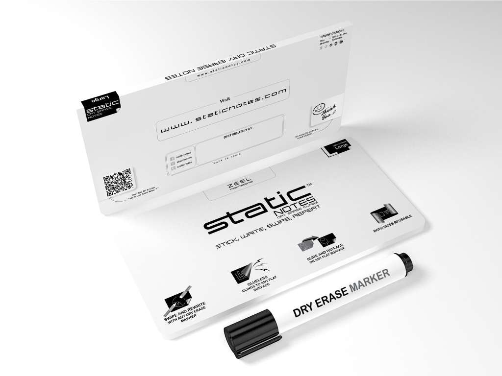 Static™ Dry Erase Notes – White – Large 200mm x 100mm – Static Family